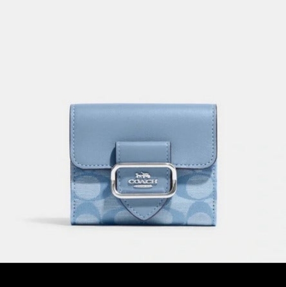 Coach | Bags | Coach Small Morgan Wallet In Signature Light Blue ...